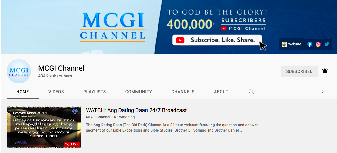 MCGI Channel, May 430,000 Subscribers Na - Ang Dating Daan